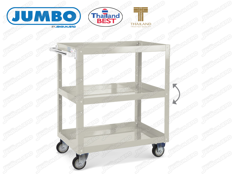Three-Tier Steel Tray Trolley - Knock-Down Type - TPR Wheel ...