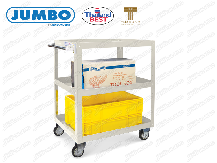 Three-Tier Steel Tray Trolley - Knock-Down Type - TPR Wheel ...